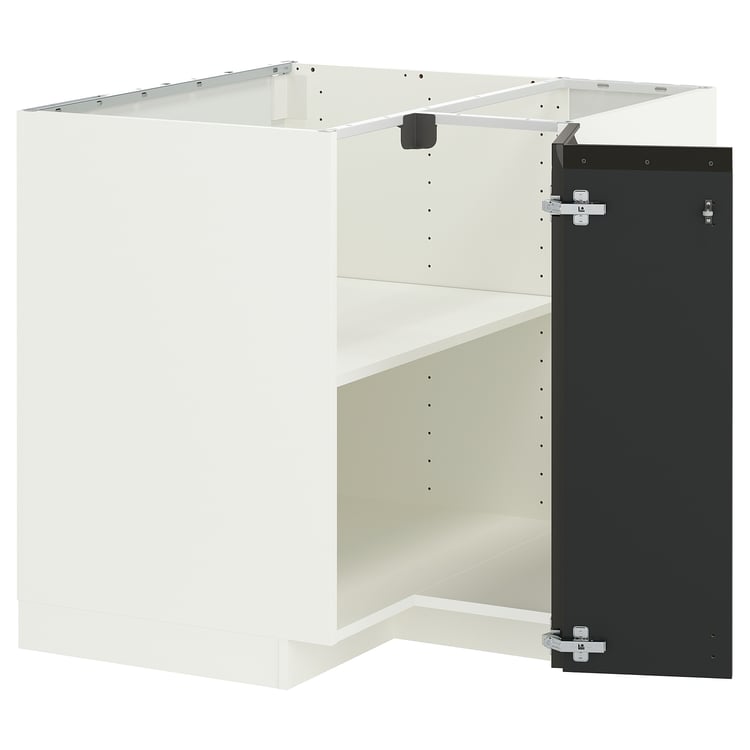 METOD corner base cabinet with shelf, white/Upplöv matt anthracite ...