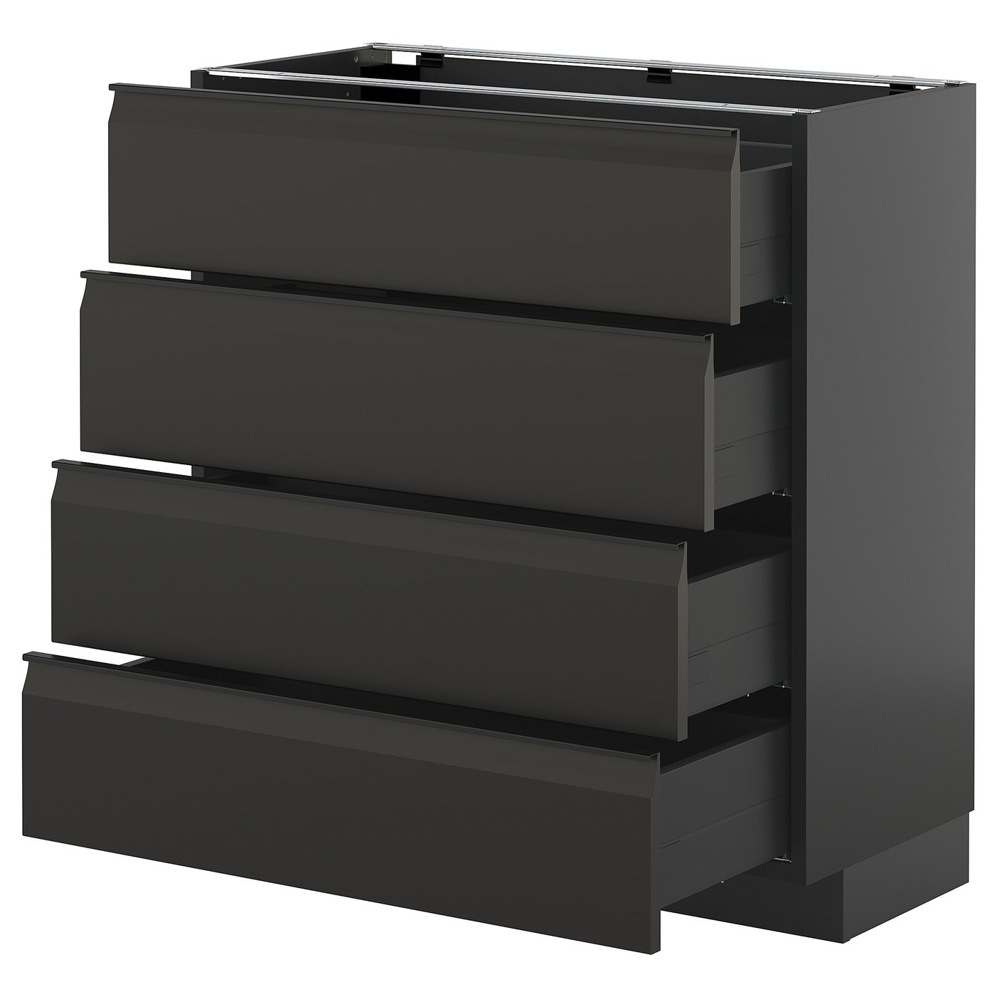 METOD / KNIVSHULT base cab 4 frnts/4 drawers, black-grey/Upplöv matt ...