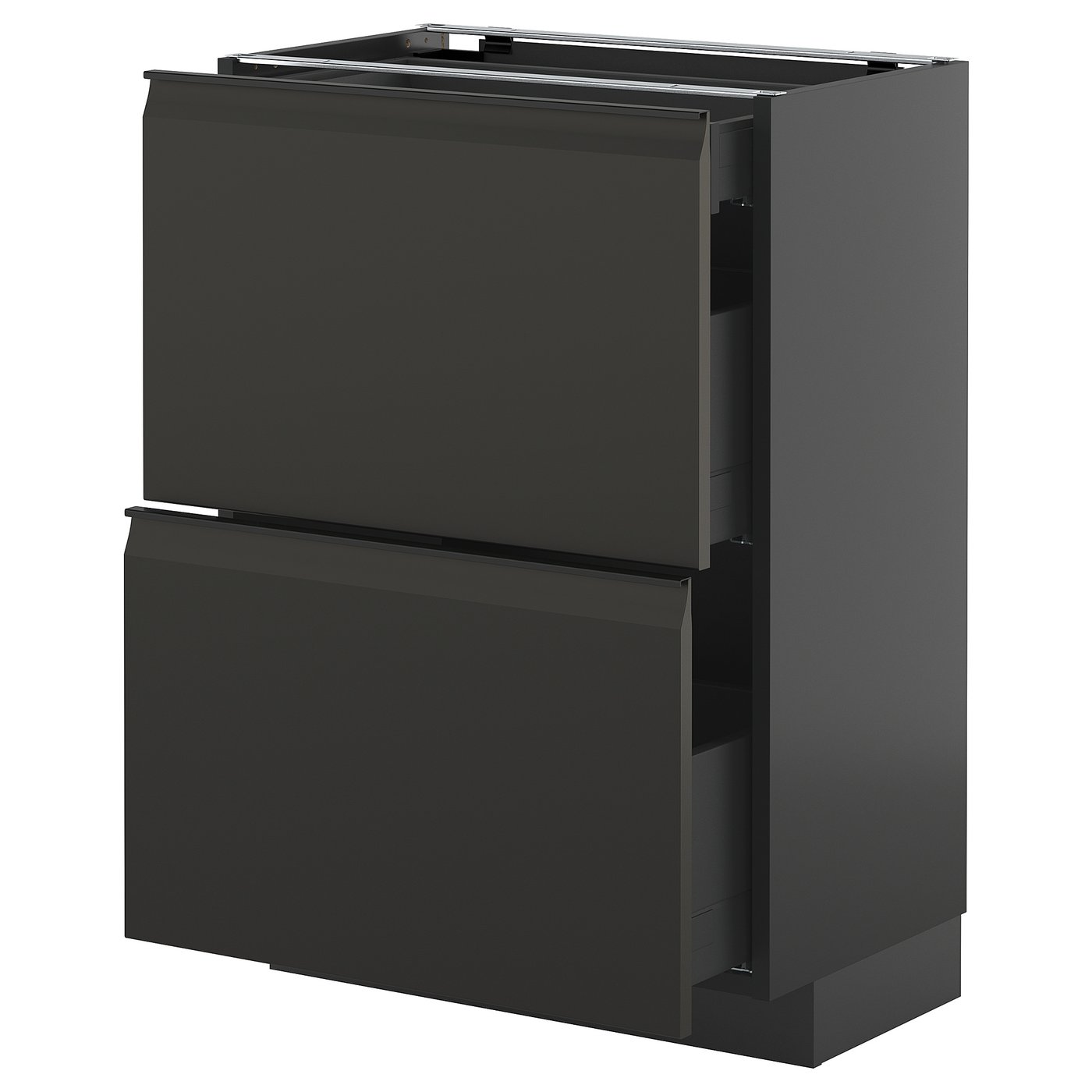 METOD / KNIVSHULT base cab with 2 fronts/3 drawers, black-grey/Upplöv ...