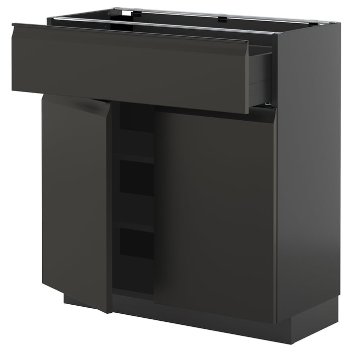 METOD / KNIVSHULT base cabinet with drawer/2 doors, black-grey/Upplöv ...