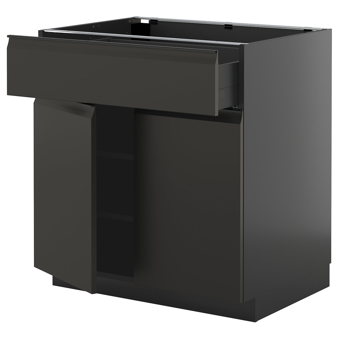 METOD / KNIVSHULT base cabinet with drawer/2 doors, black-grey/Upplöv ...