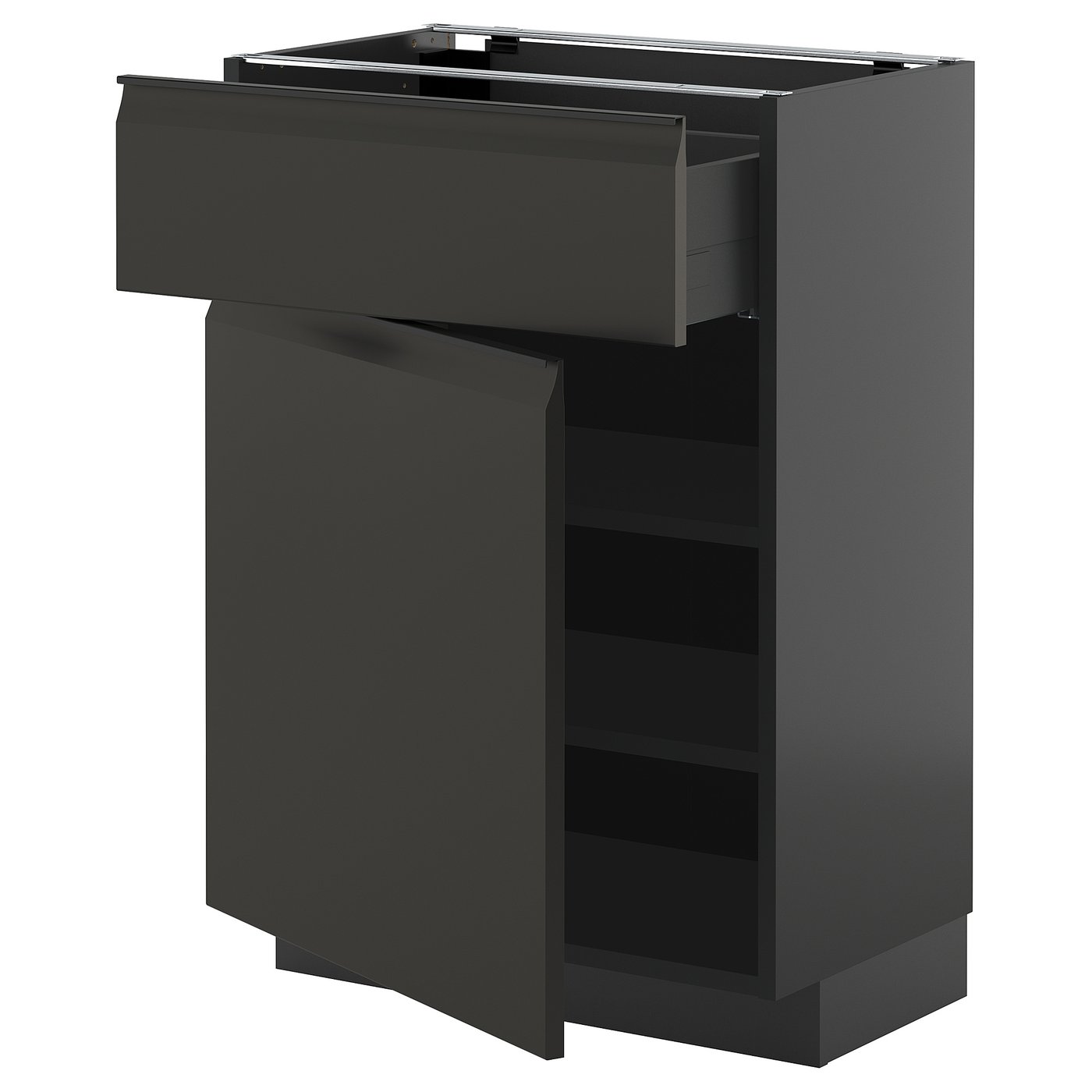 METOD / KNIVSHULT base cabinet with drawer/door, black-grey/Upplöv matt ...