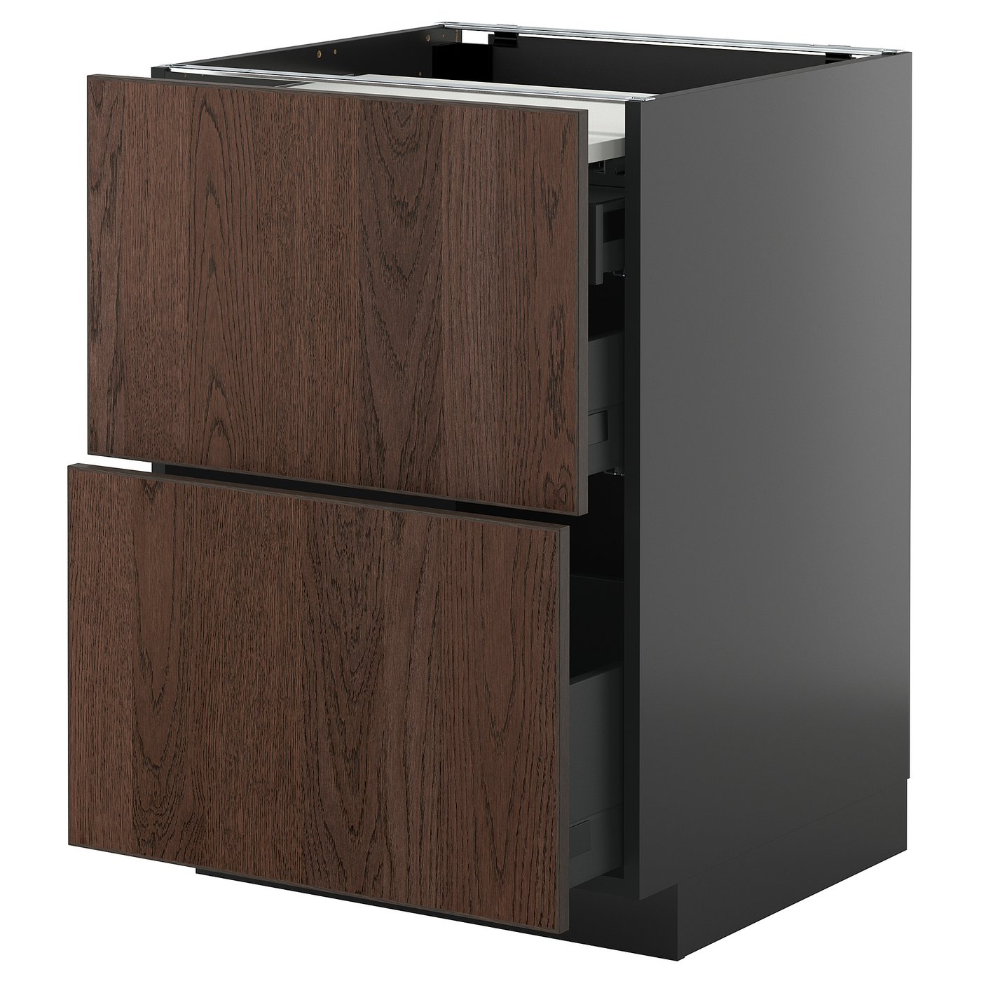METOD / KNIVSHULT bc w pull-out work surface/3drw, black-grey/Sinarp ...