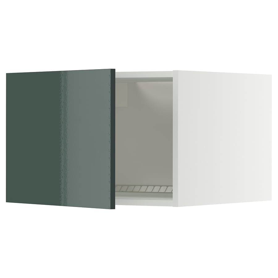 METOD top cabinet for fridge/freezer, white/Kallarp high-gloss dark ...