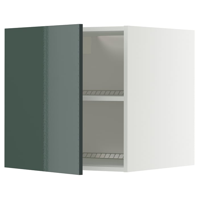 METOD top cabinet for fridge/freezer, white/Kallarp high-gloss dark ...