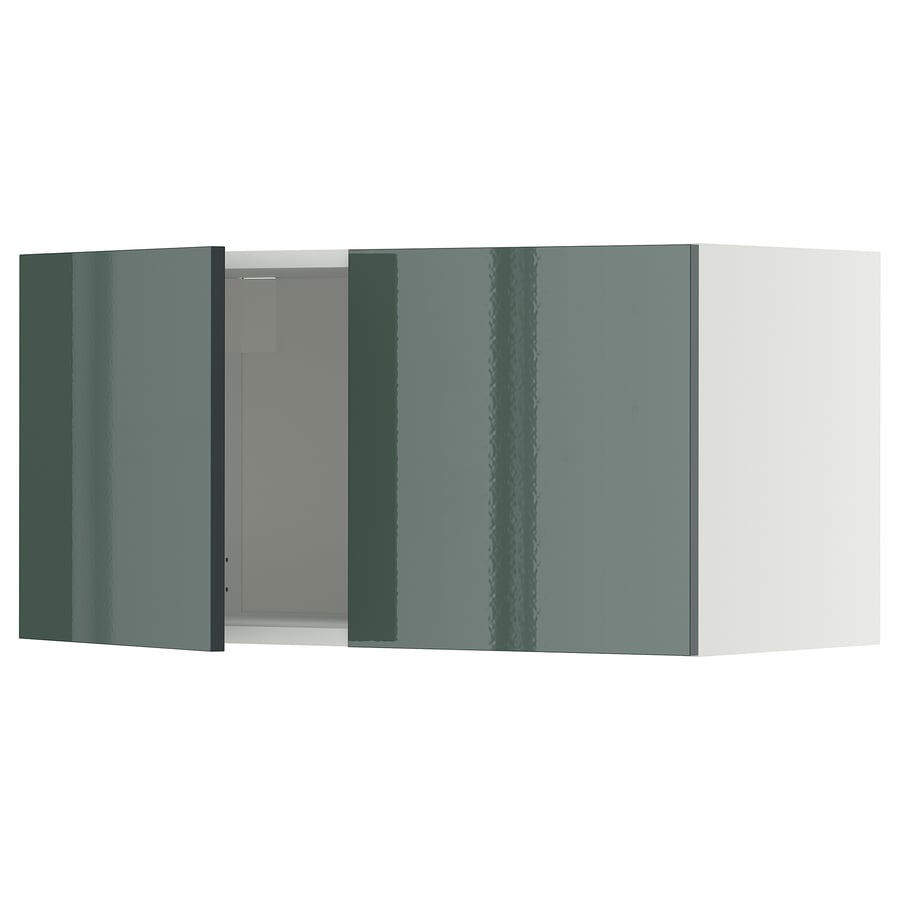 METOD wall cabinet with 2 doors, white/Kallarp high-gloss dark grey ...