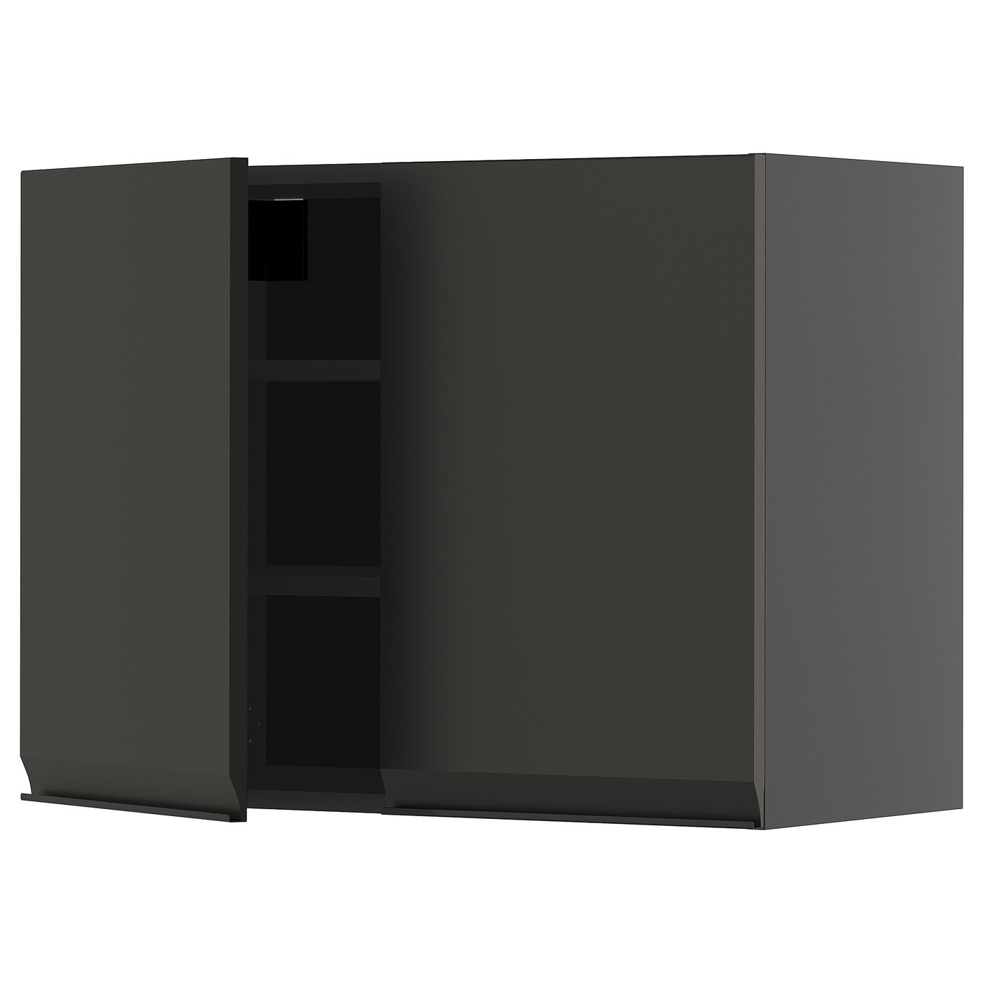 METOD wall cabinet with shelves/2 doors, black-grey/Upplöv matt ...