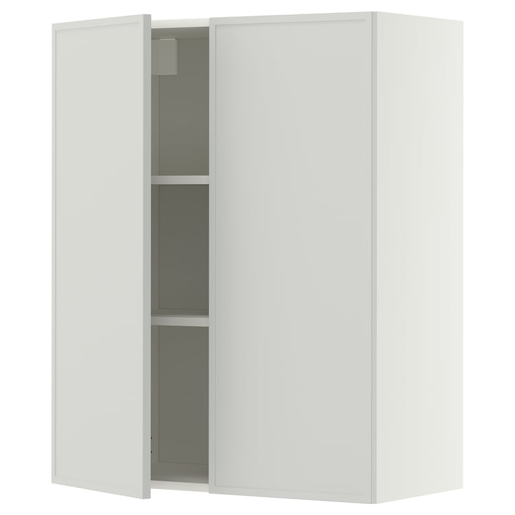 METOD wall cabinet with shelves/2 doors, white/Aspudden light grey ...