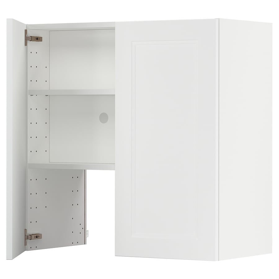 METOD wall cb f extr hood w shlf/door, white/Axstad matt white, 80x80 ...