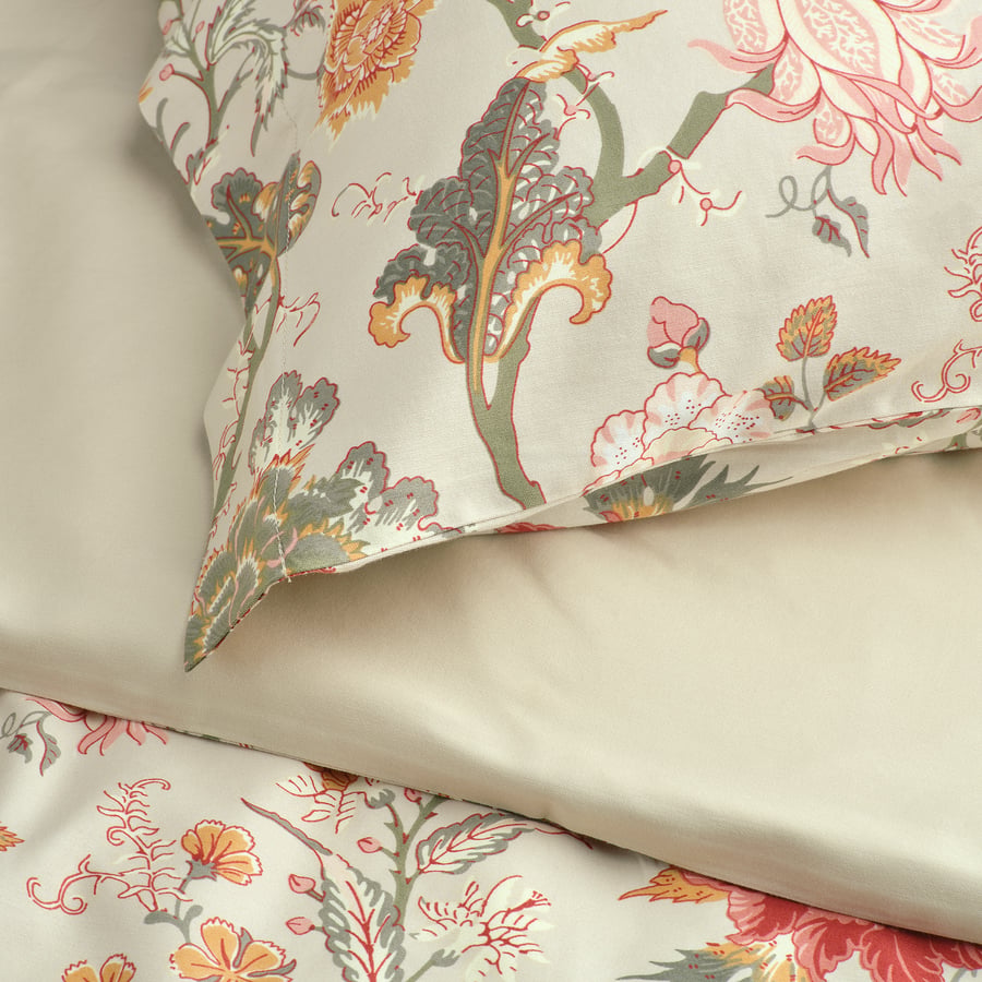 NÄSSELKLOCKA duvet cover and 2 pillowcases, light grey-beige ...