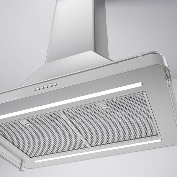 Ceiling-mounted extractor hood, OMNEJD, stainless steel, 90 cm - IKEA