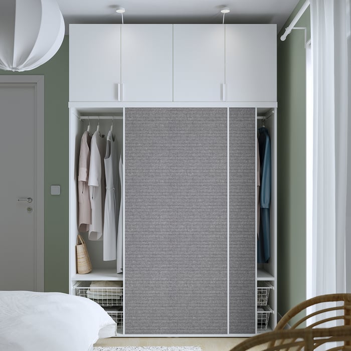 PLATSA wardrobe w 2 sliding doors+4 doors, white Larkollen/dark grey ...