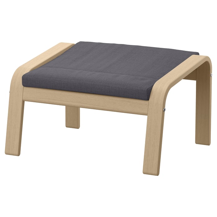 POÄNG footstool, white stained oak veneer/Skiftebo dark grey - IKEA
