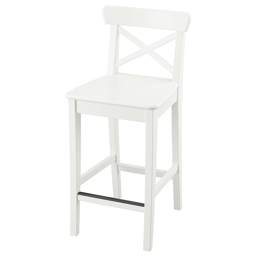ROSENTORP bar stool with backrest, counter height/white, 63 cm - IKEA