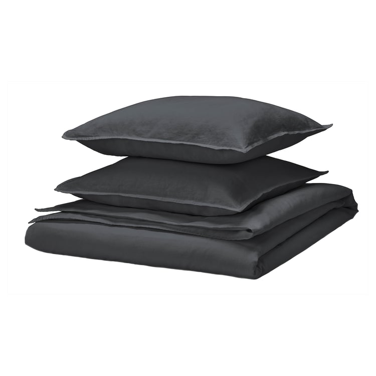 RUNDHAGTORN duvet cover and 2 pillowcases, anthracite, 240x220/60x70 cm ...