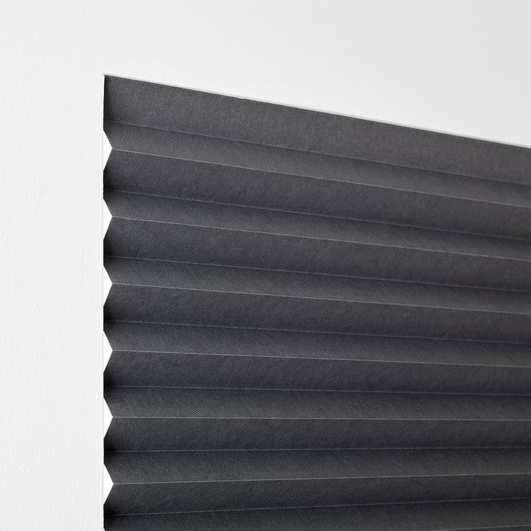 Block-out pleated blind, SCHOTTIS, dark grey, 100x190 cm - IKEA