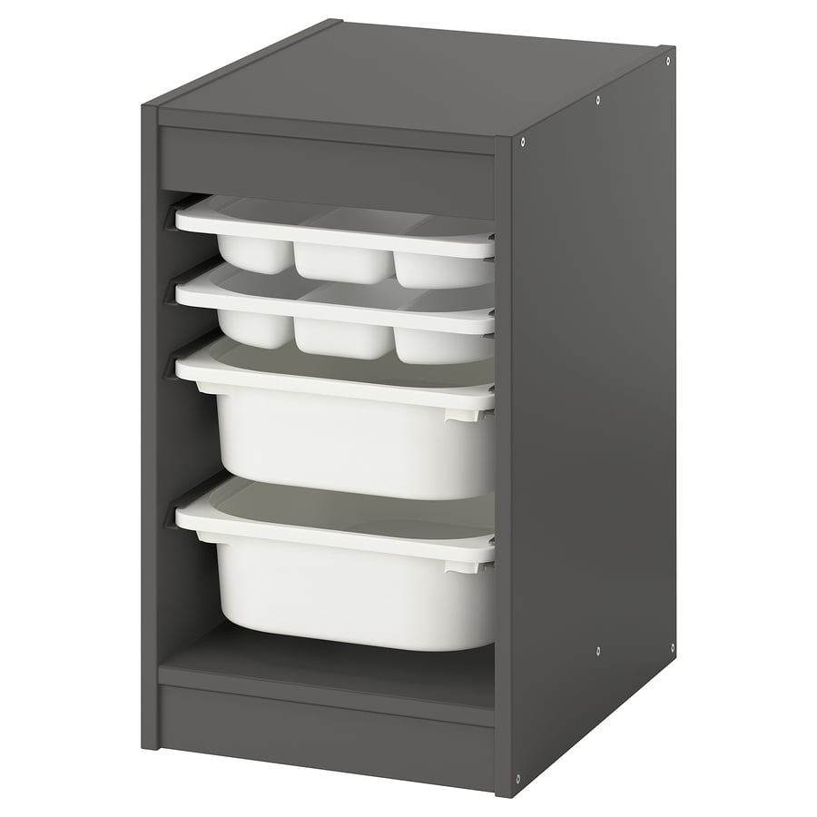 TROFAST storage combination w boxes/trays, grey/white, 34x44x56 cm - IKEA