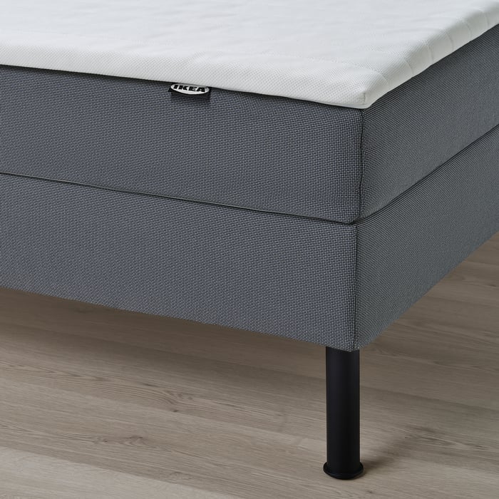 BLÅFJÄLLET boxspring, middelhard/Kabusa donkergrijs, 140x200 cm - IKEA