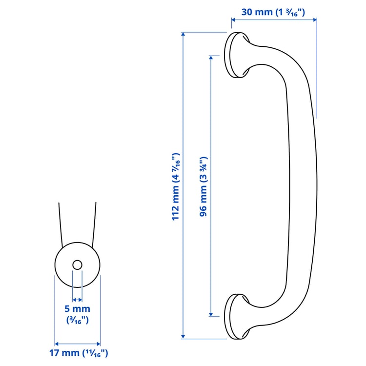 ENERYDA handgreep, zwart, 112 mm - IKEA