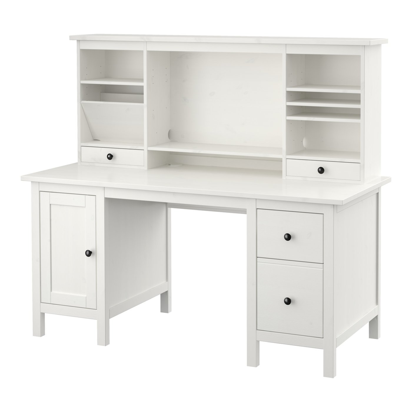 HEMNES Bureau met opbouwdeel, wit gebeitst, 155x137 cm - IKEA