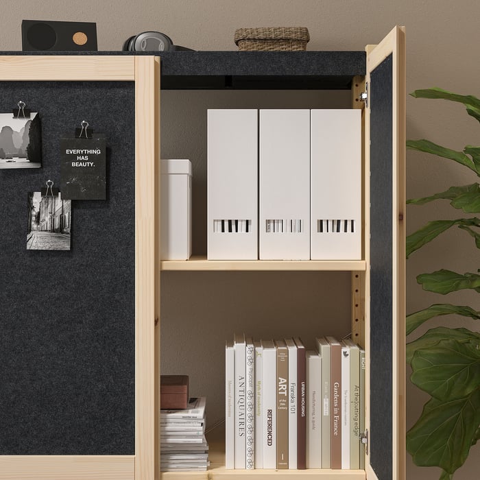 IVAR open kast met deuren, grenen/vilt vilt, 89x30x124 cm - IKEA