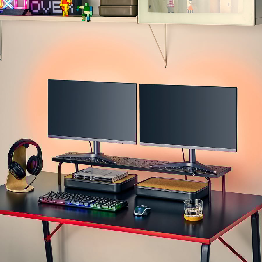 LÅNESPELARE monitorstandaard, zwart, 97x19 cm - IKEA