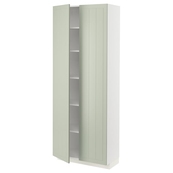 METOD hoge kast met planken, wit/Stensund lichtgroen, 80x37x200 cm - IKEA