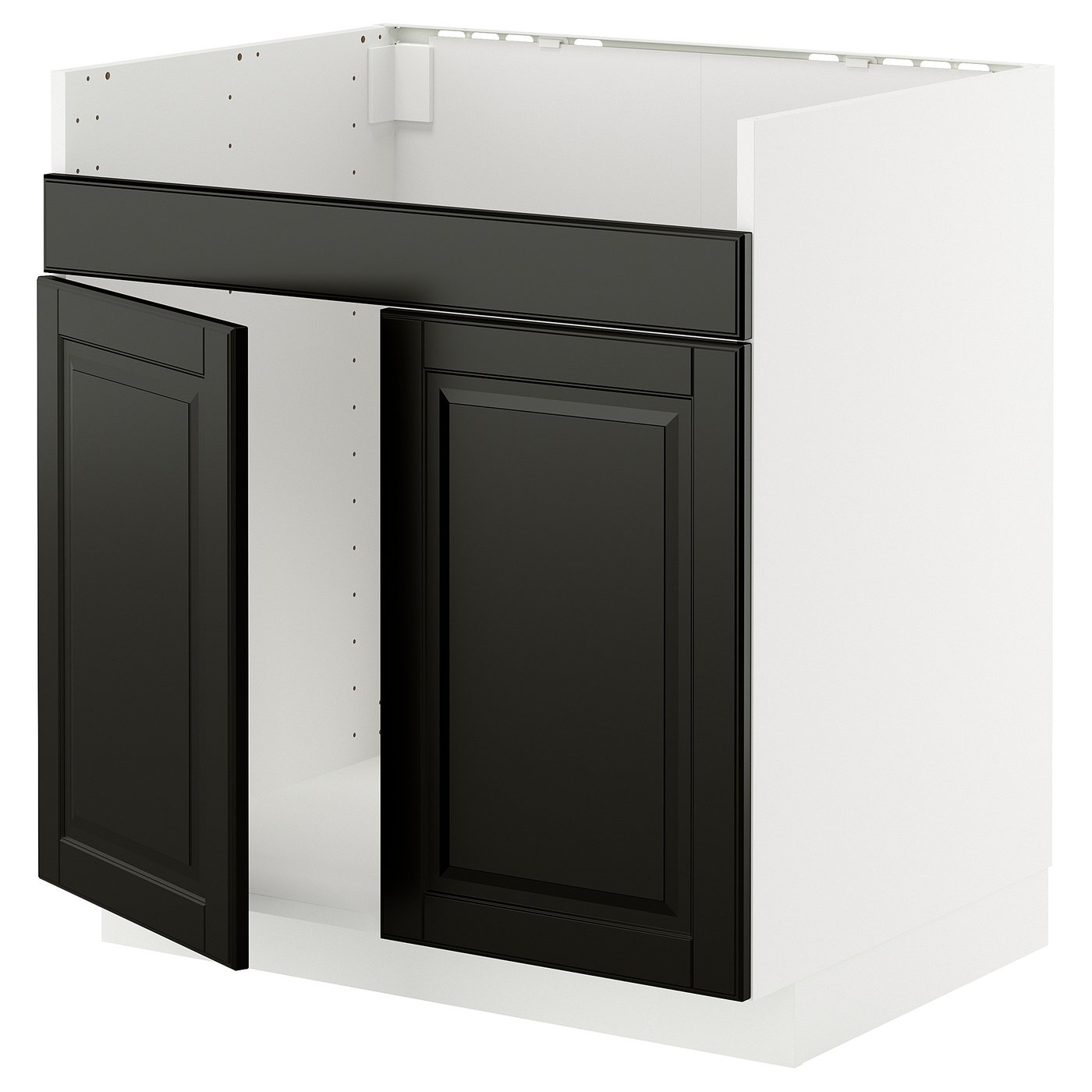 METOD onderkast voor spoelbak HAVSEN&2bak, wit/Bodbyn zwart, 80x60 cm ...