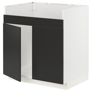 METOD Onderkast voor spoelbak HAVSEN&2bak, wit/Nickebo mat antraciet ...