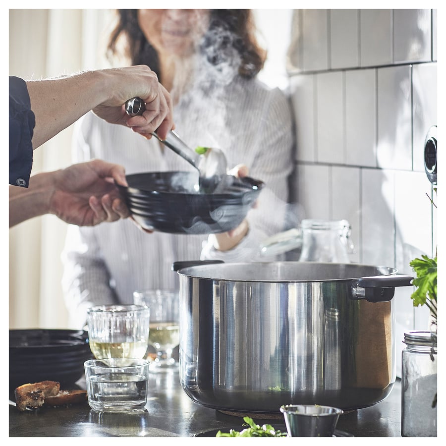 MIDDAGSMAT Pan met deksel, helder glas/roestvrij staal, 10 l - IKEA