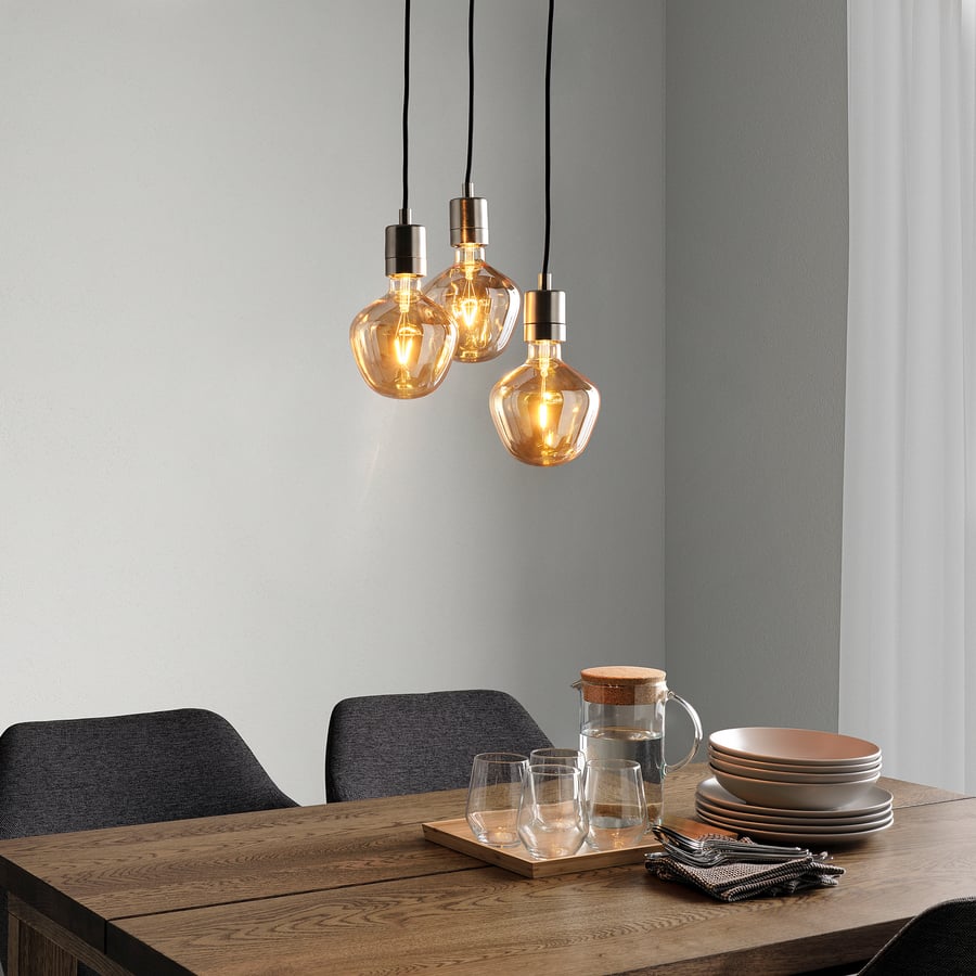 Plafondlamp met lichtbron, SKAFTET, rond vernikkeld - IKEA