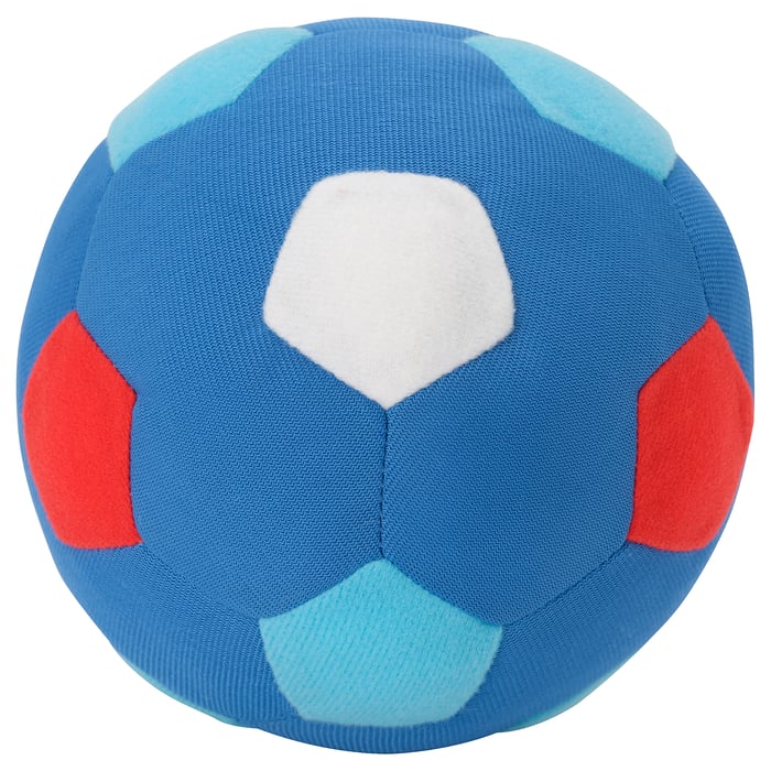 SPARKA pluchen speelgoed, voetbal mini/blauw rood - IKEA