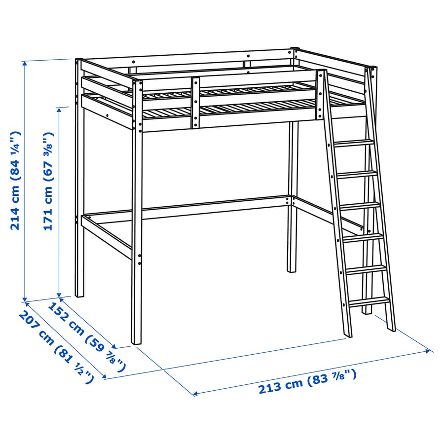 Frame hoogslaper, STORÅ, zwart, 140x200 cm - IKEA