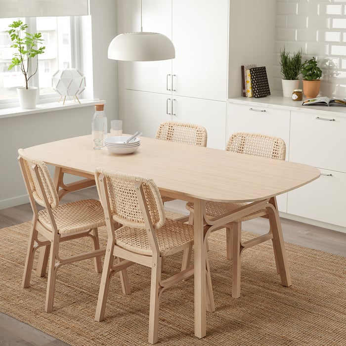 VOXLÖV / VOXLÖV tafel en 4 stoelen, bamboe/bamboe, 180x90 cm - IKEA