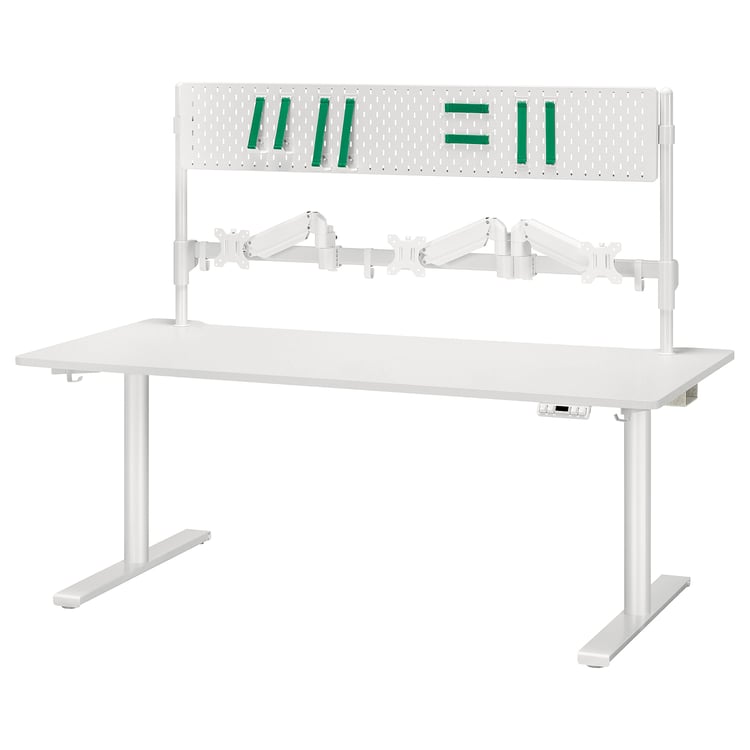 MÅLOMRÅDE gaming desk sit/stand, with monitor arms/electric white ...