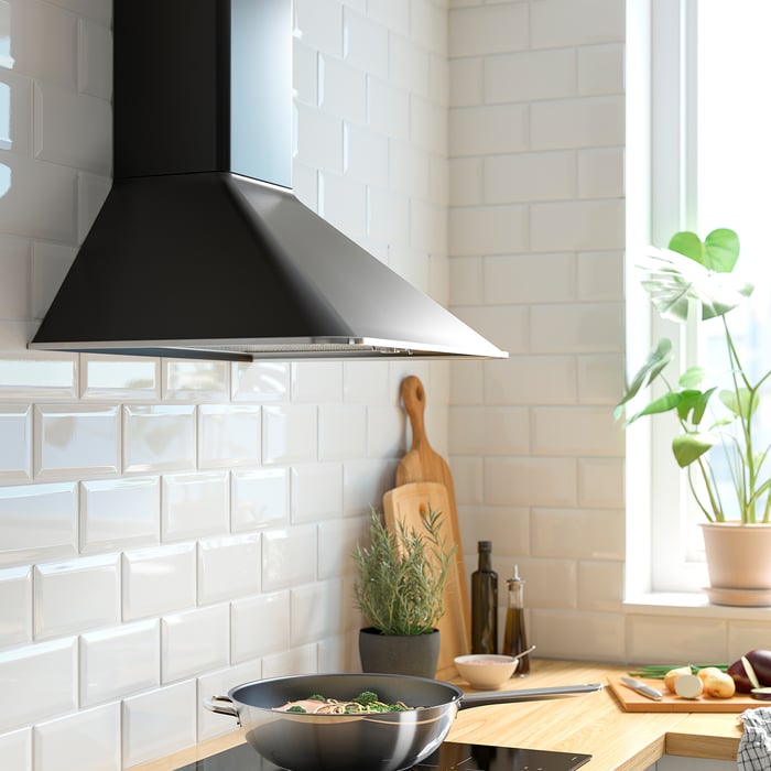 MATTRADITION wall mounted extractor hood, black, 60 cm - IKEA Norway