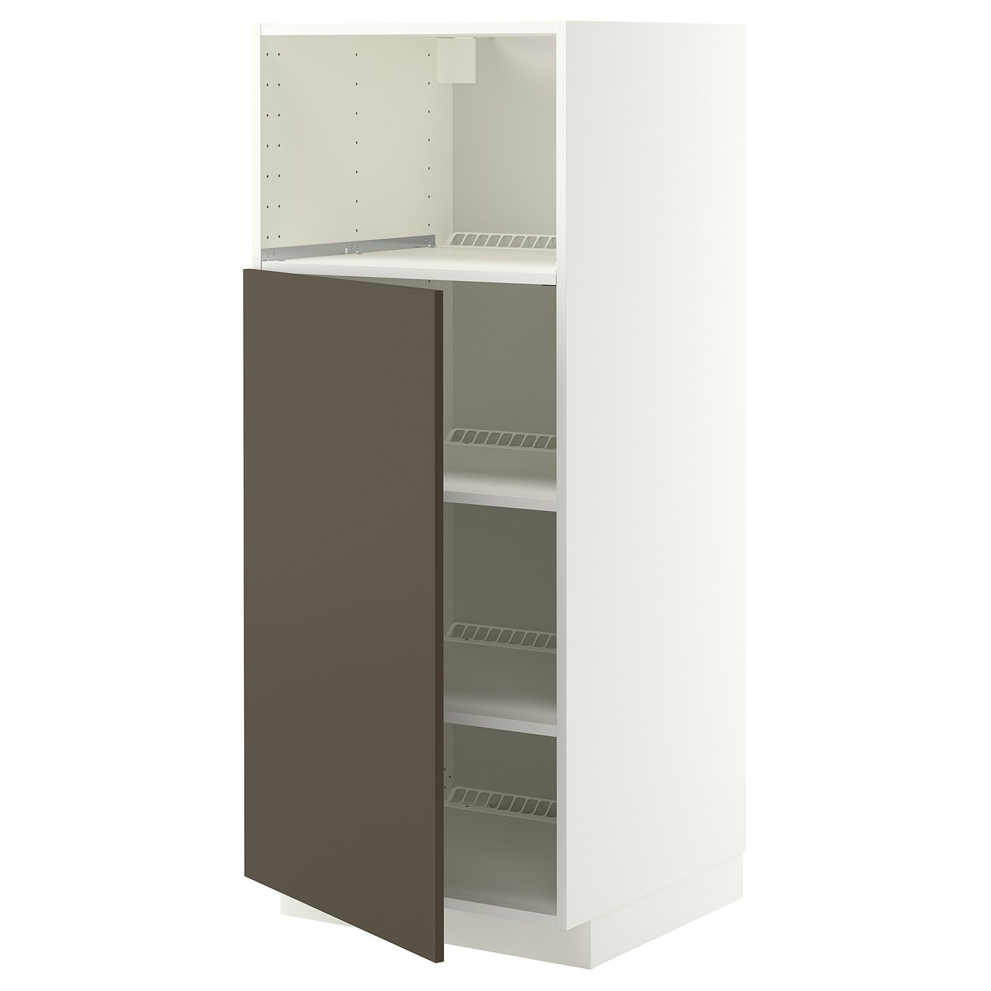 METOD high cabinet f built-in appliances, white/Havstorp brown-beige ...