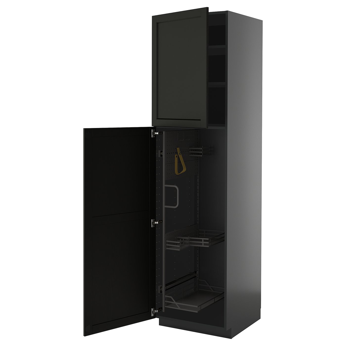 METOD high cabinet with cleaning interior, black-grey/Lerhyttan black stained, 60x60x220 cm ...