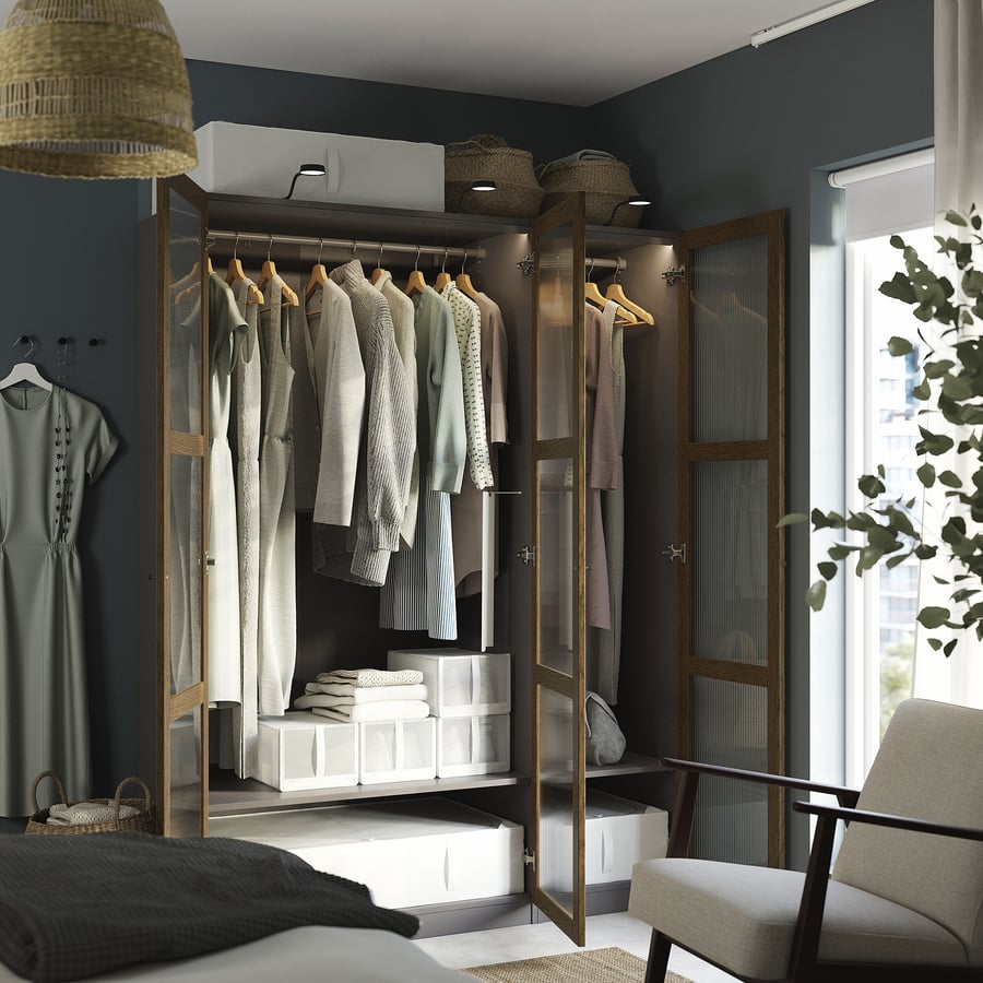 Pax Tonstad Wardrobe Combination Dark Grey Brownstained Oak Veneer