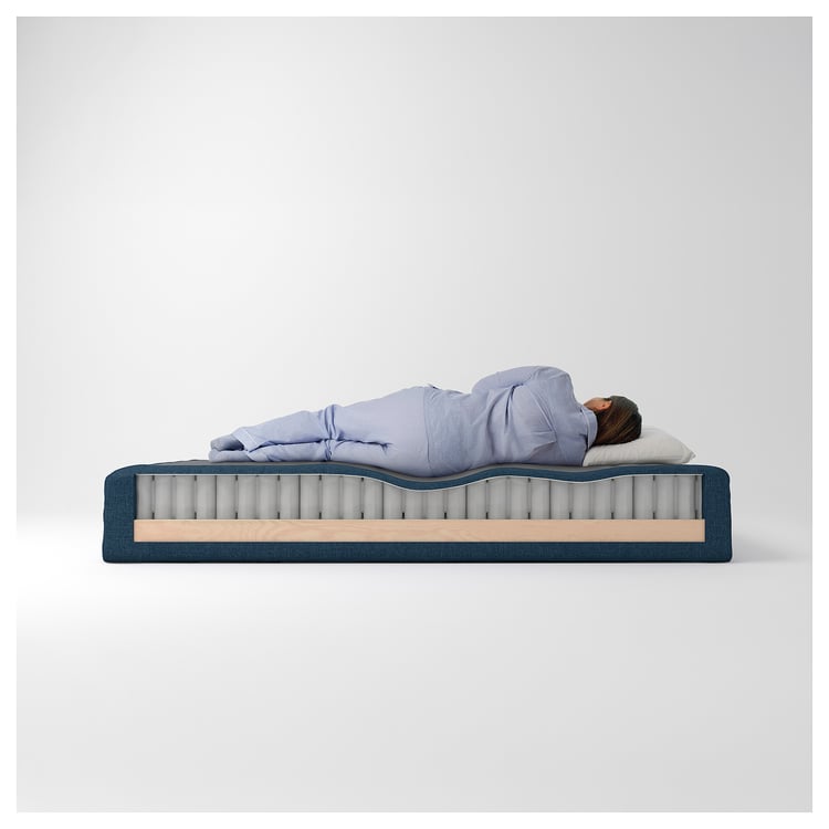 RENFJÄLLET pocket spring mattress base, incl leg and headboard firm ...