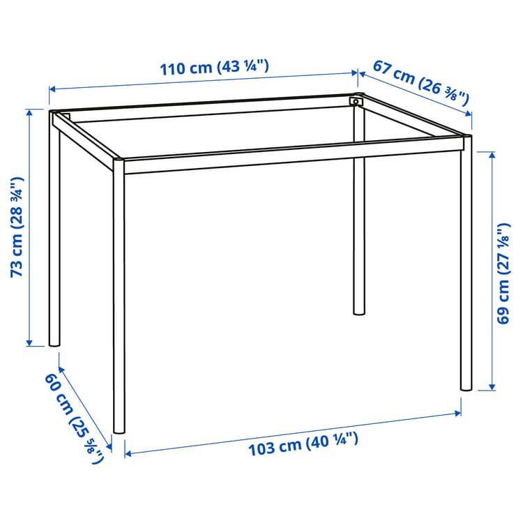 SANDSBERG underframe for table top, black, 110x67x73 cm - IKEA Norway