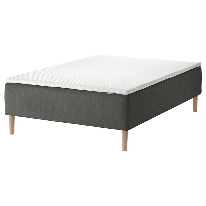 SKOTTERUD sprung base incl. mattress pad, firm dark grey/Nordberget ...