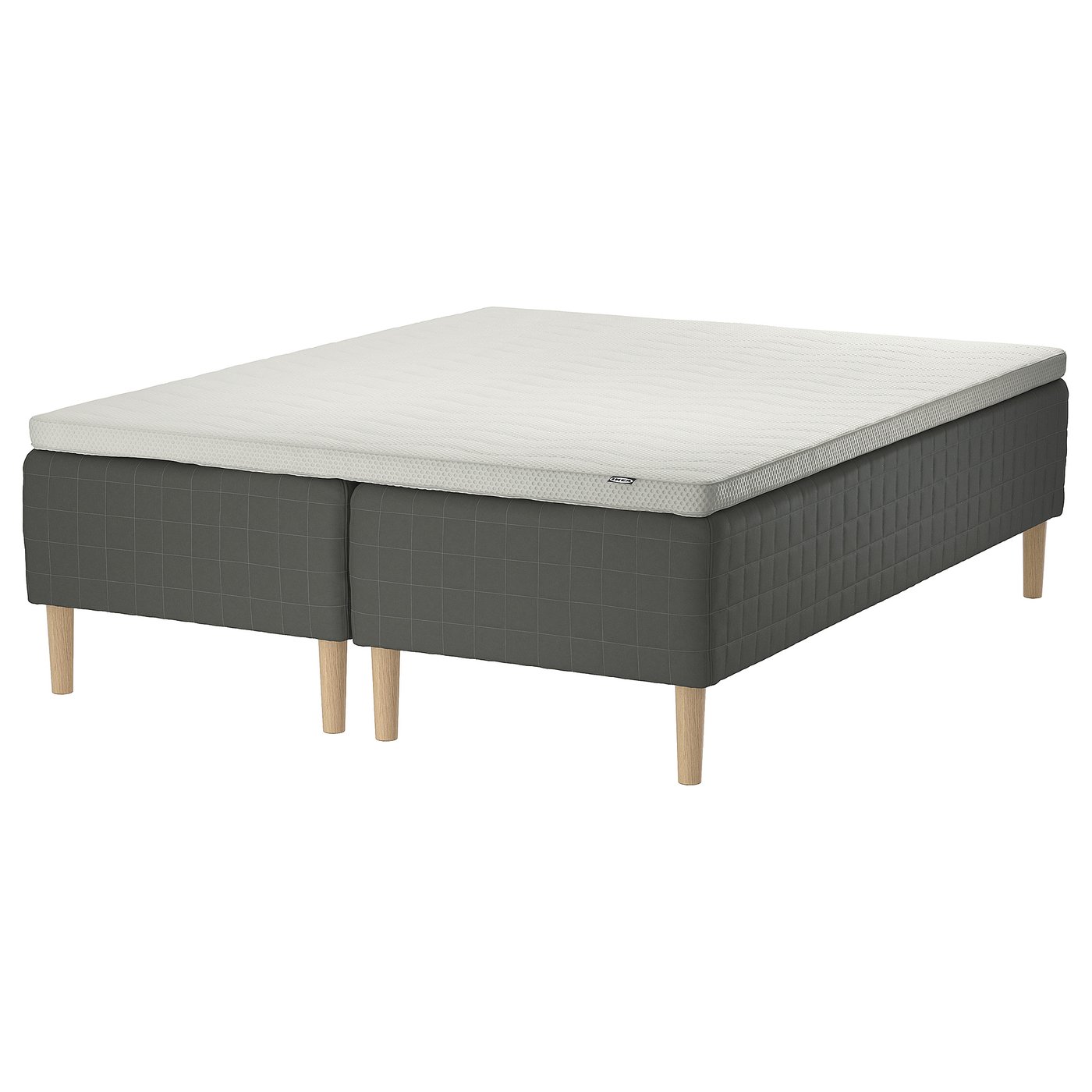 SKOTTERUD sprung base incl. mattress pad, firm dark grey/Norrsele white ...