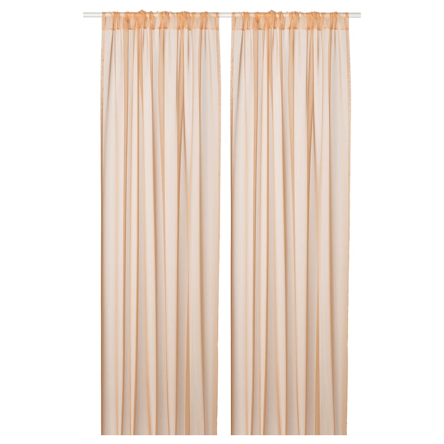TERESIA sheer curtains, 1 pair, orange/with rod pocket, 145x250 cm ...