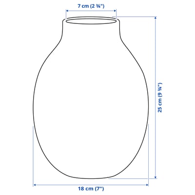 BLODBJÖRK vase, stripet hvit/gul, 25 cm - IKEA