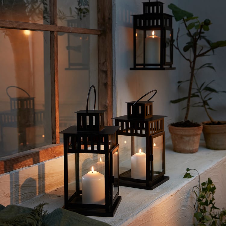 BORRBY Lykt til kubbelys, svart inne/ute svart - IKEA