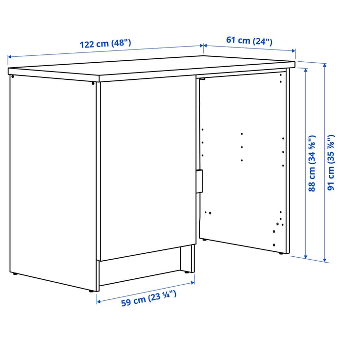 KNOXHULT benkeskap med dør og nisje, hvit, 120x61x91 cm - IKEA