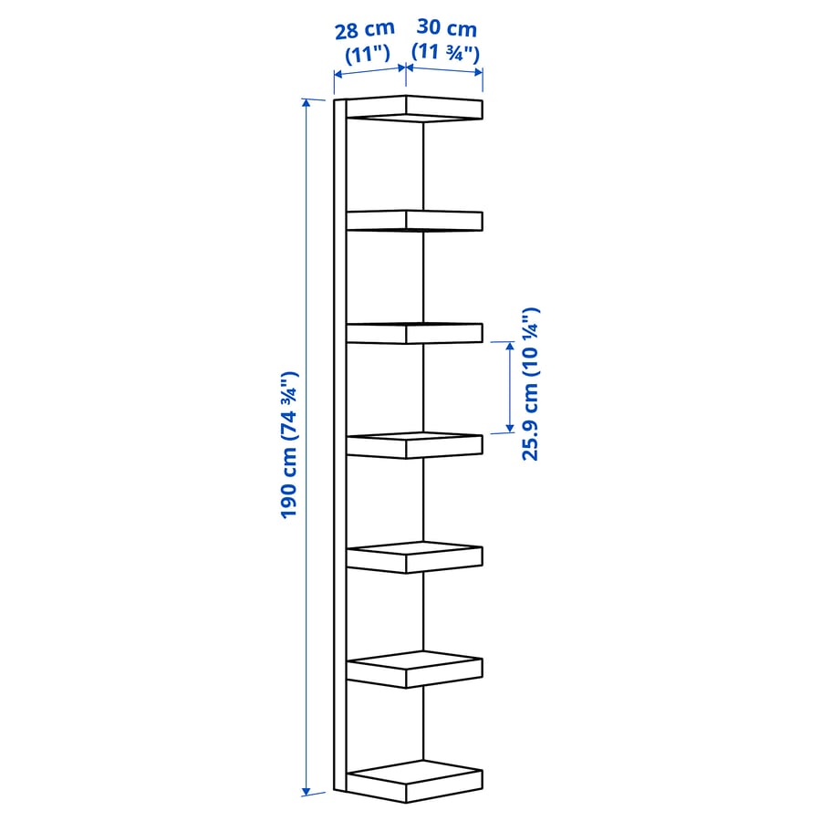 LACK Hylle, hvit, 30x190 cm - IKEA