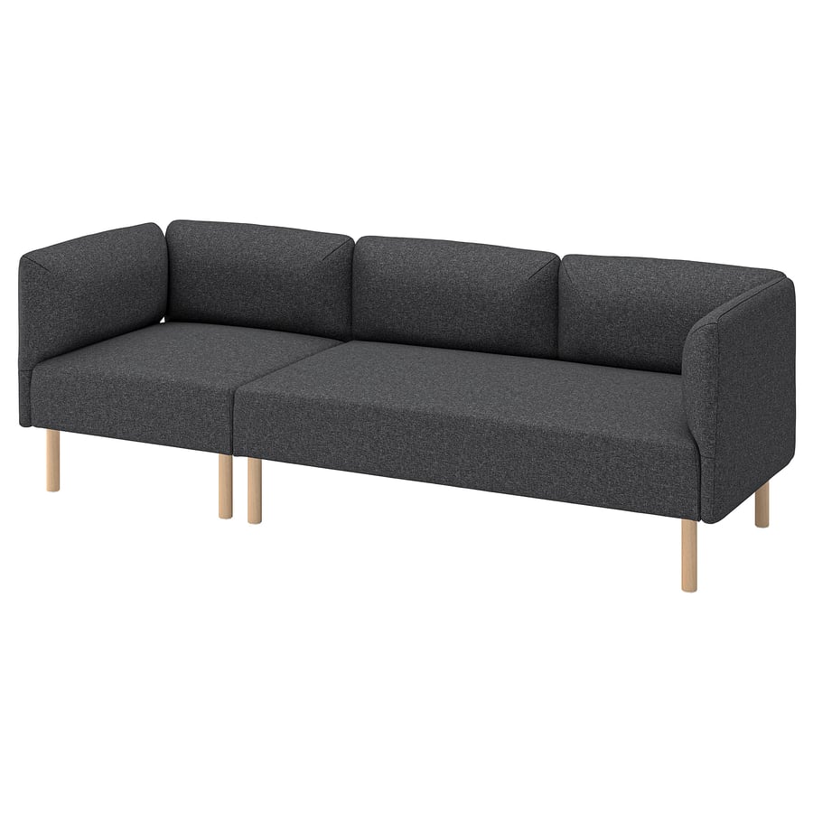 LILLEHEM 3-seters modulsofa, Gunnared/mørk grå tre - IKEA