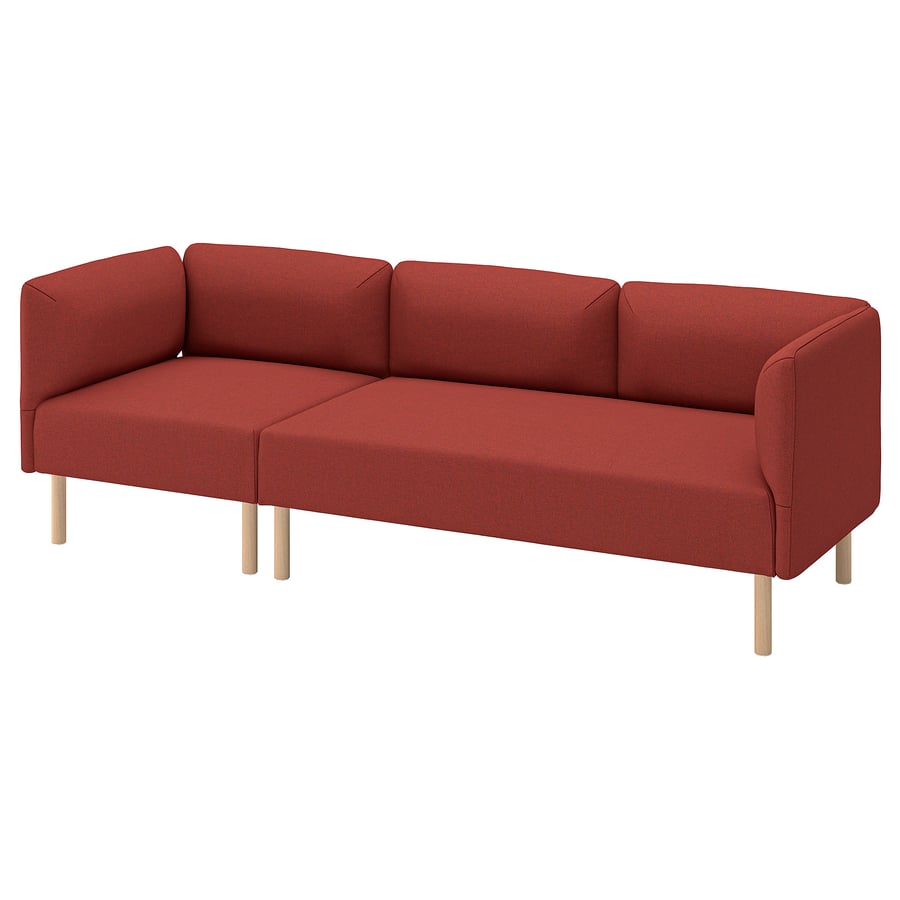 LILLEHEM 3-seters modulsofa, Gunnared/rødbrun tre - IKEA